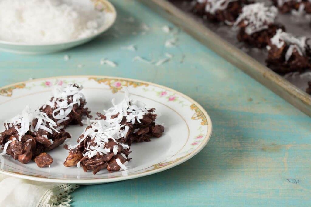 Chocolate Coconut Cornflake Clusters (No Bake!) - Cup of Zest