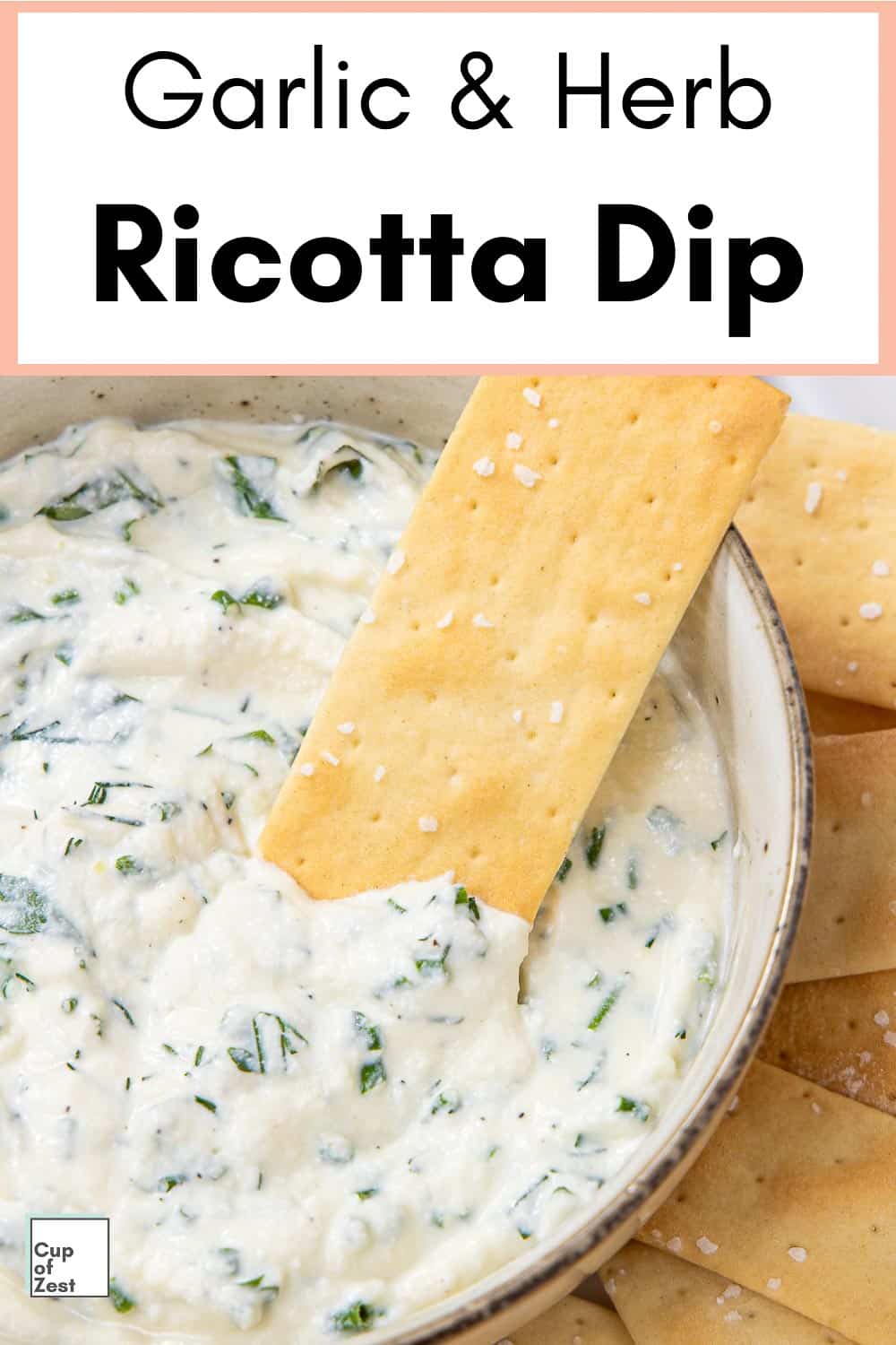 Garlic and Herb Whipped Ricotta Dip (Chilled) - Cup of Zest