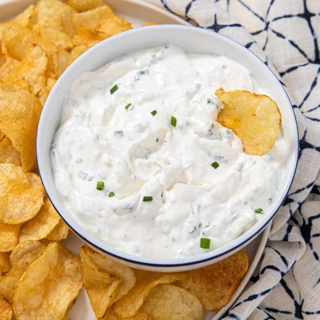 Sour Cream and Chive Dip (EASY Chip Dip) - Cup of Zest