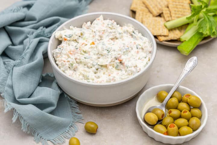 Chilled Creamy Green Olive Dip w/ Cream Cheese - Cup of Zest