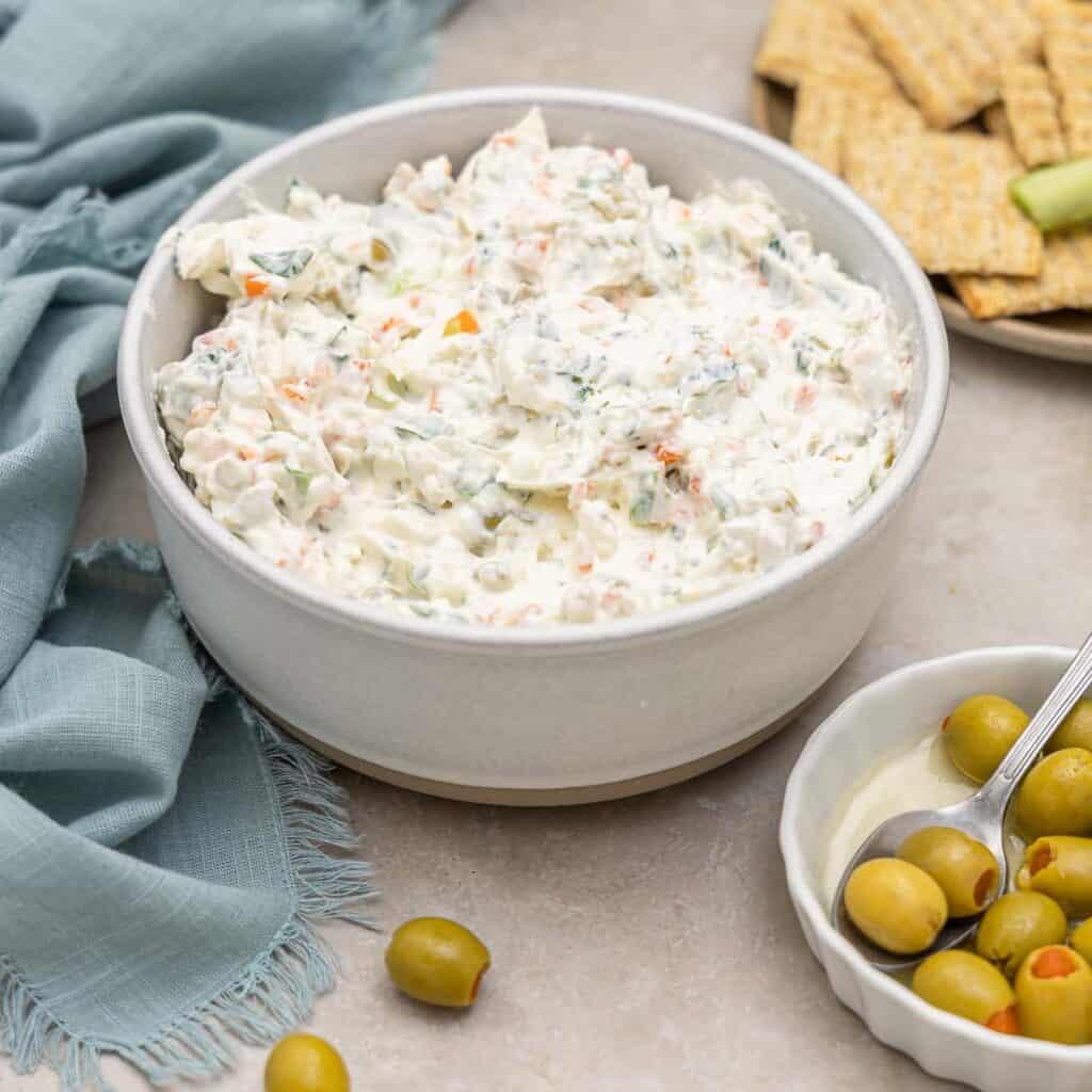 Chilled Creamy Green Olive Dip w/ Cream Cheese - Cup of Zest