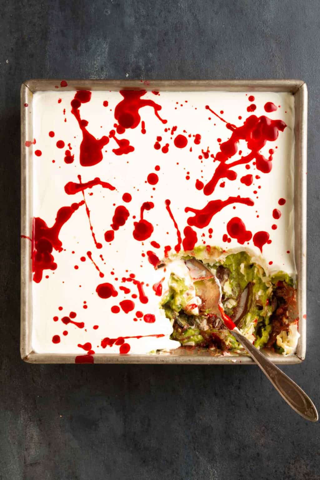Blood Splatter 7 Layer Dip (Halloween Recipe!) - Cup of Zest