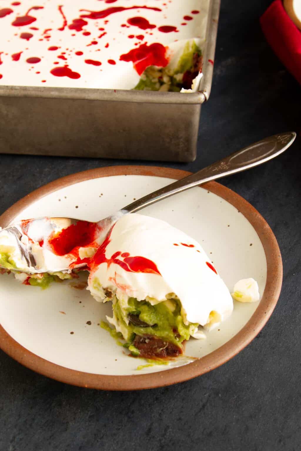 Blood Splatter 7 Layer Dip (Halloween Recipe!) - Cup of Zest