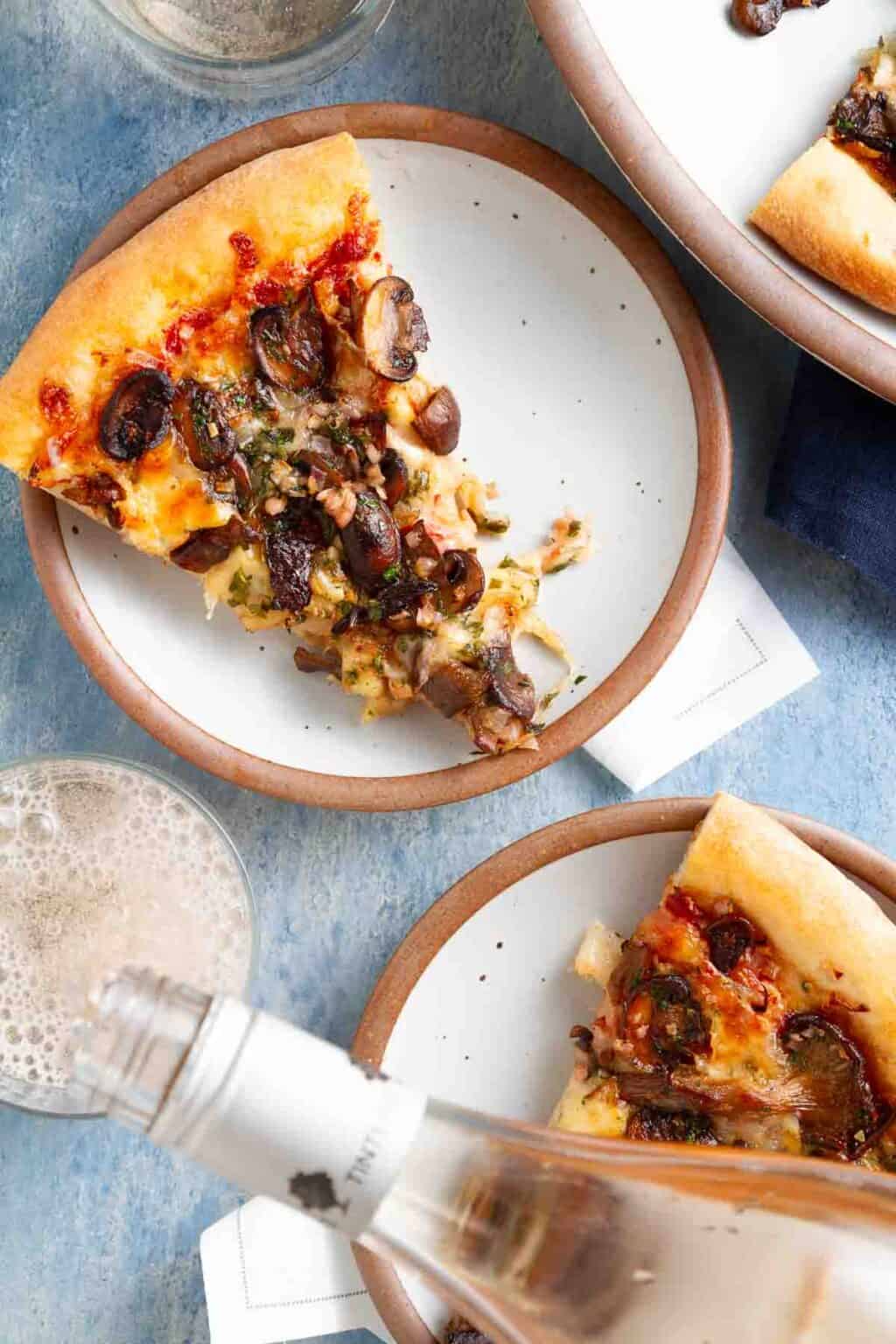 Double Mushroom Pizza w/ Red Sauce & Garlic - Cup of Zest